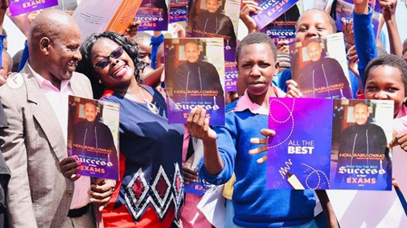 Babu Owino surprises KCPE candidates with success cards bearing his ...