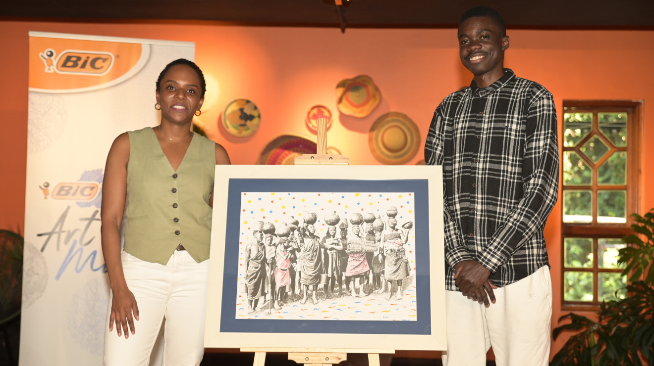 Emmanuel Wandera receives part of Sh770,000 prize as Kenya’s BIC’s Art Master Africa 2024 winner ...